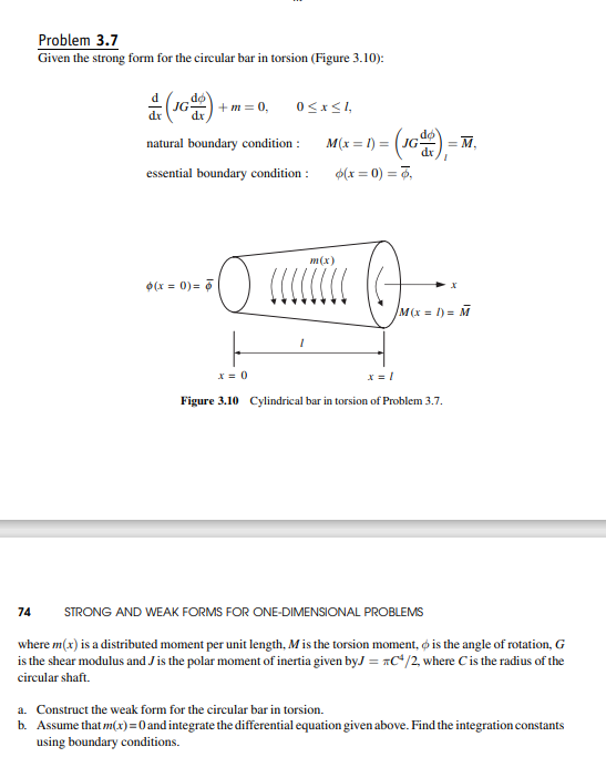 Solved Problem 3.7 Given the strong form for the circular | Chegg.com