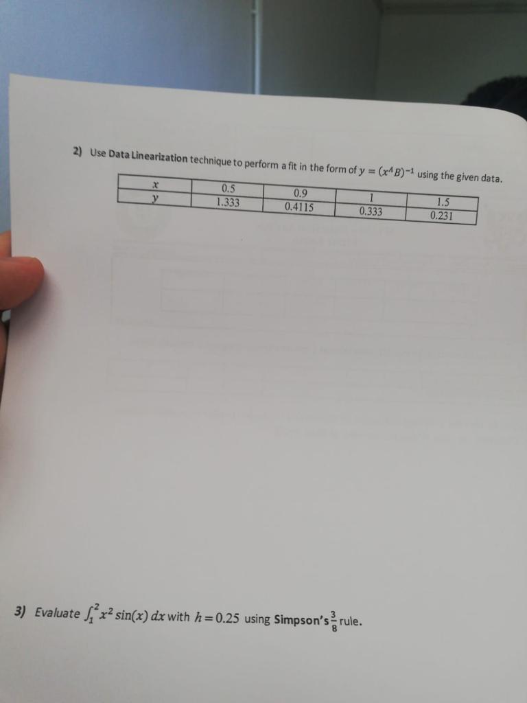Solved 2 Use Data Linearization Technique To Perform A Fit