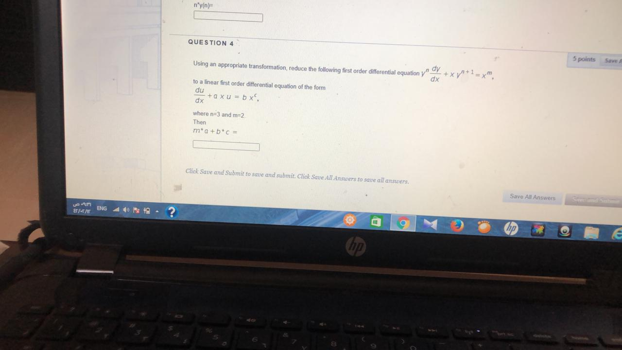 Solved n'y(n)- QUESTION 4 5 points Save Using an appropriate | Chegg.com