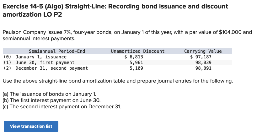 Solved Exercise 14-5 (Algo) Straight-Line: Recording bond | Chegg.com