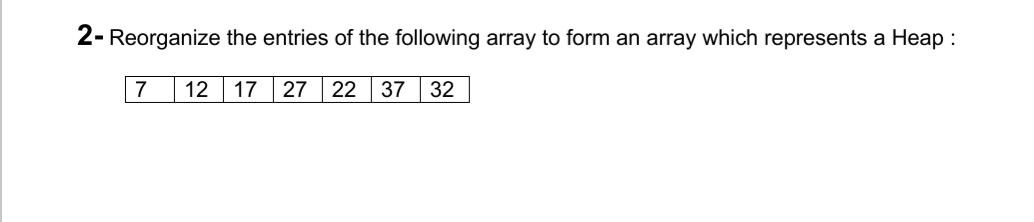 Solved 2- Reorganize the entries of the following array to | Chegg.com
