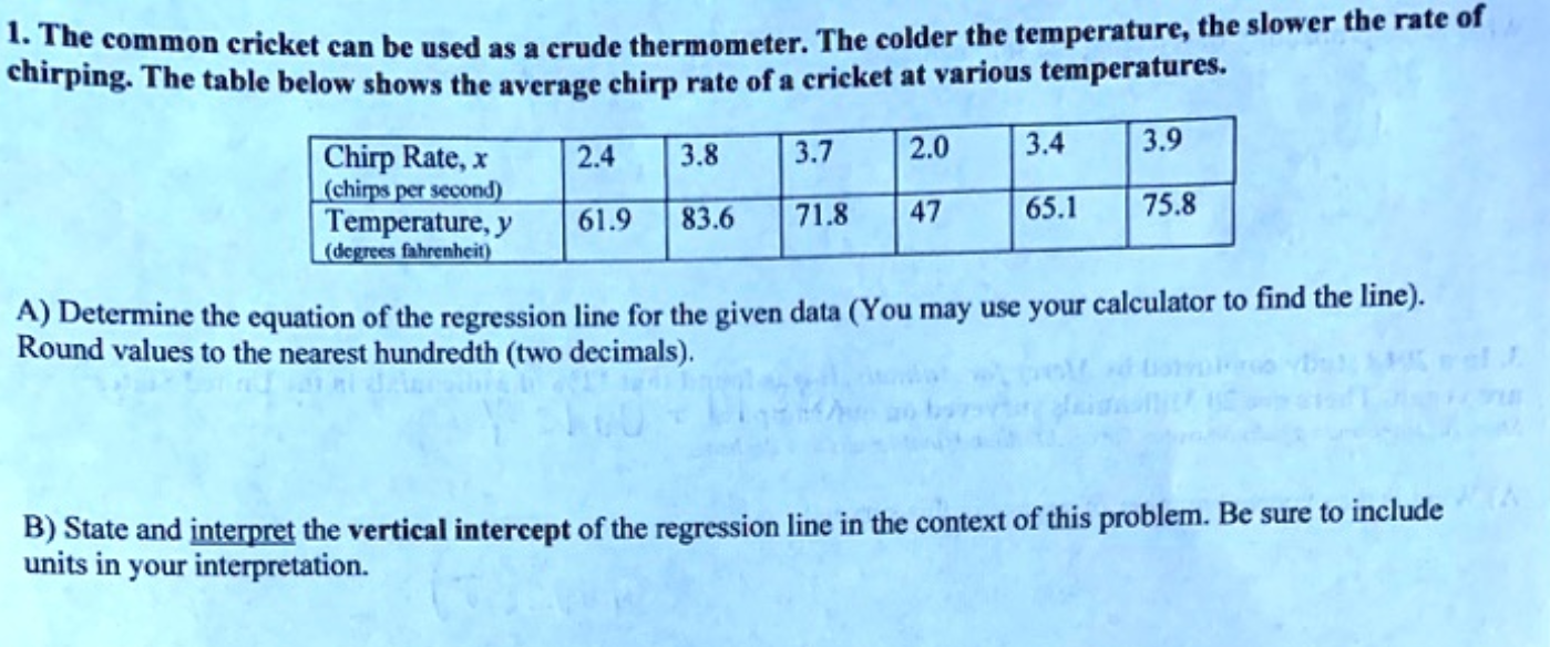 Solved The common cricket can be used as a crude | Chegg.com