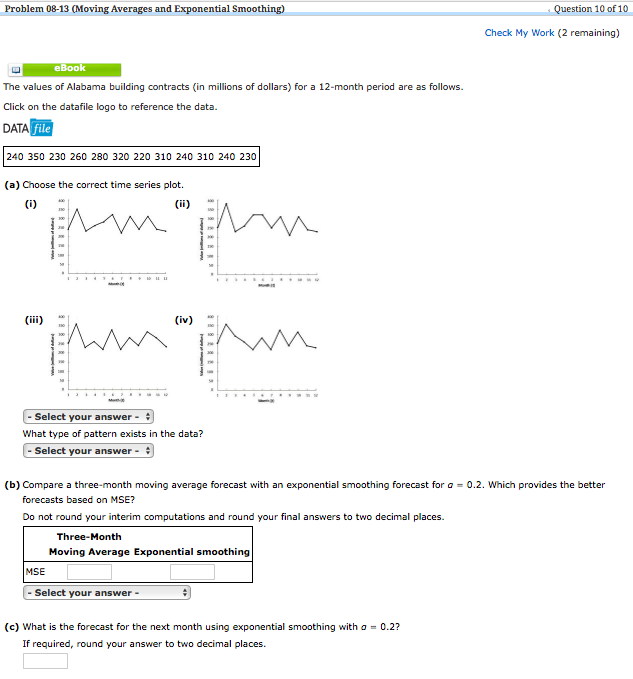Solved Problem 08-13 (Moving Averages and Exponential | Chegg.com