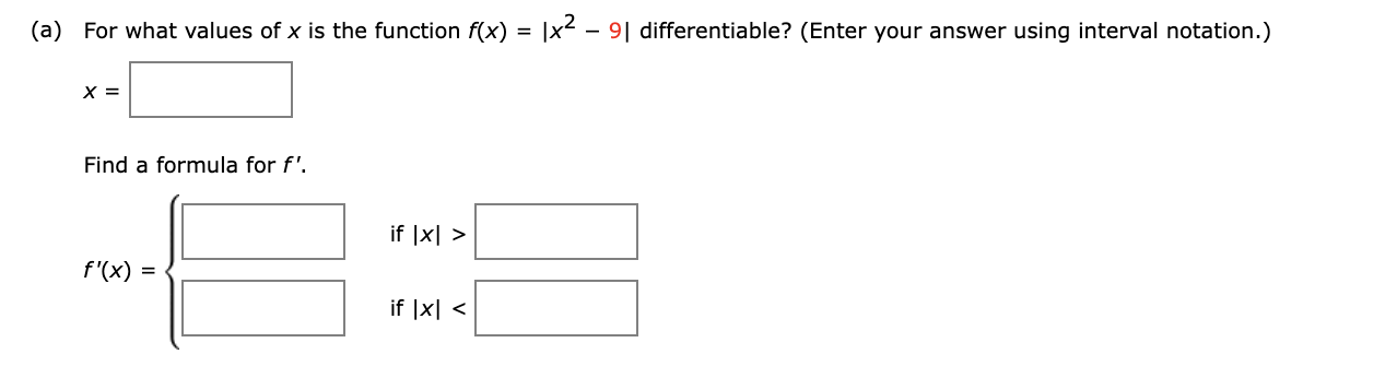 Solved (a) For what values of x is the function f(x) = 1x2 – | Chegg.com