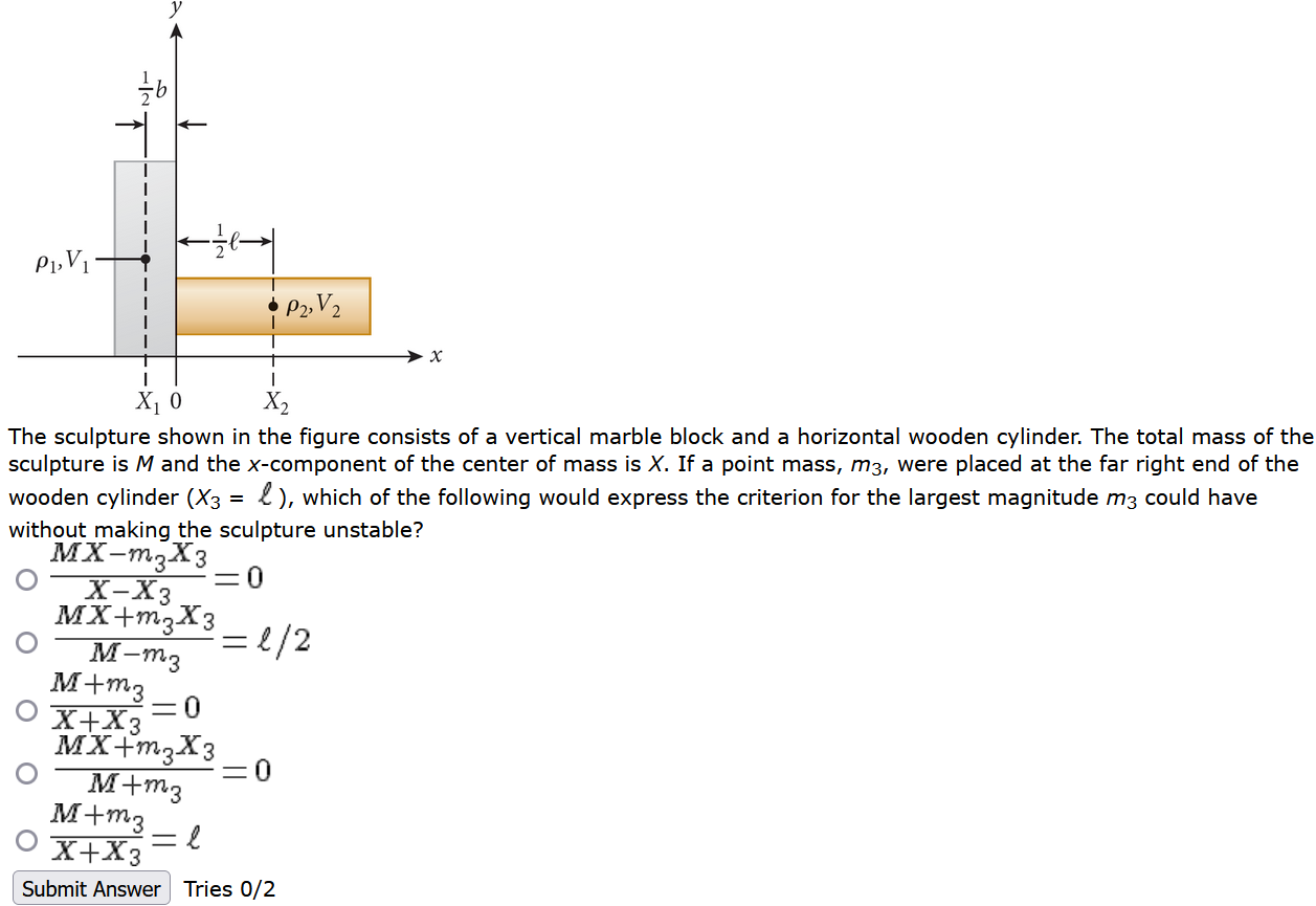 Solved The sculpture shown in the figure consists of a | Chegg.com