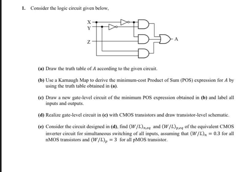 Solved 1. Consider the logic circuit given below, Y Z (a) | Chegg.com