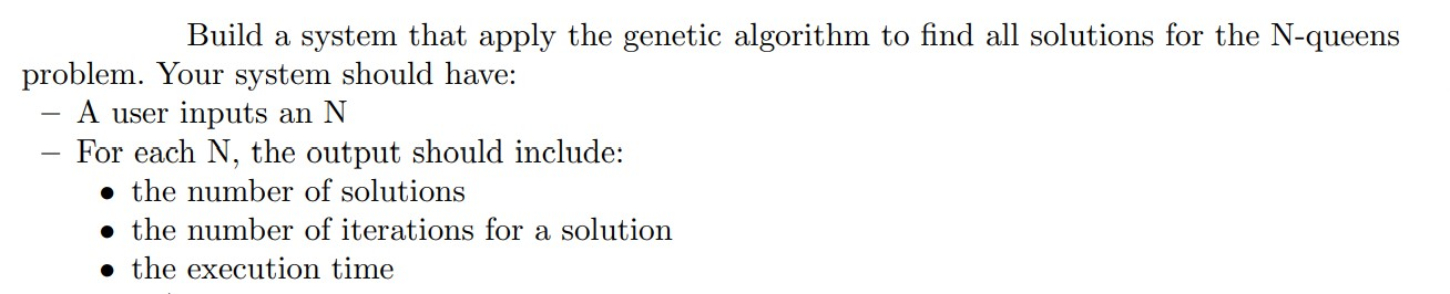 Solved Build a system that apply the genetic algorithm to | Chegg.com
