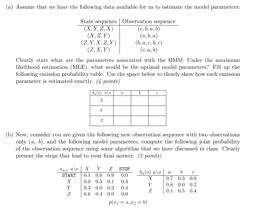 a) Assume that we have the following data available | Chegg.com