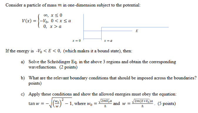 Solved Consider a particle of mass m in one-dimension | Chegg.com
