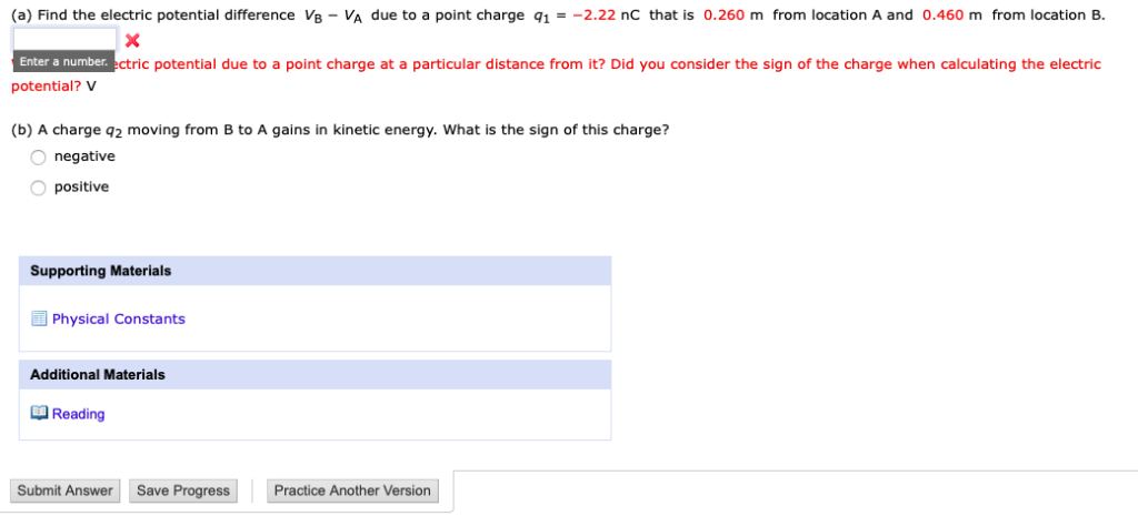Solved (a) Find the electric potential difference VB - VA | Chegg.com