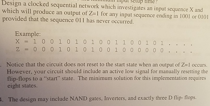 Solved Design a clocked sequential network which | Chegg.com