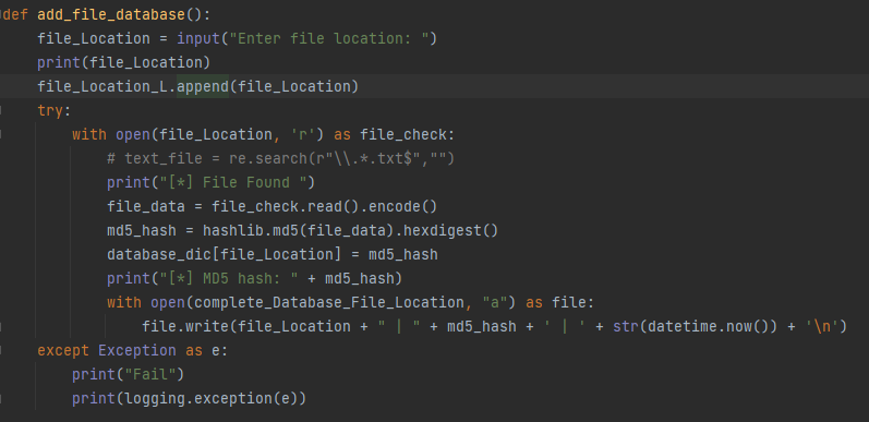 Solved def add_file_database: file_Location input("Enter | Chegg.com