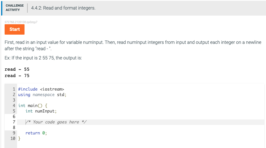 Solved CHALLENGE ACTIVITY 4.4.2: Read and format integers. | Chegg.com