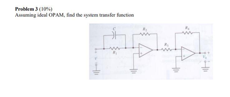 Solved Problem 3 (10%) Assuming ideal OPAM, find the system | Chegg.com
