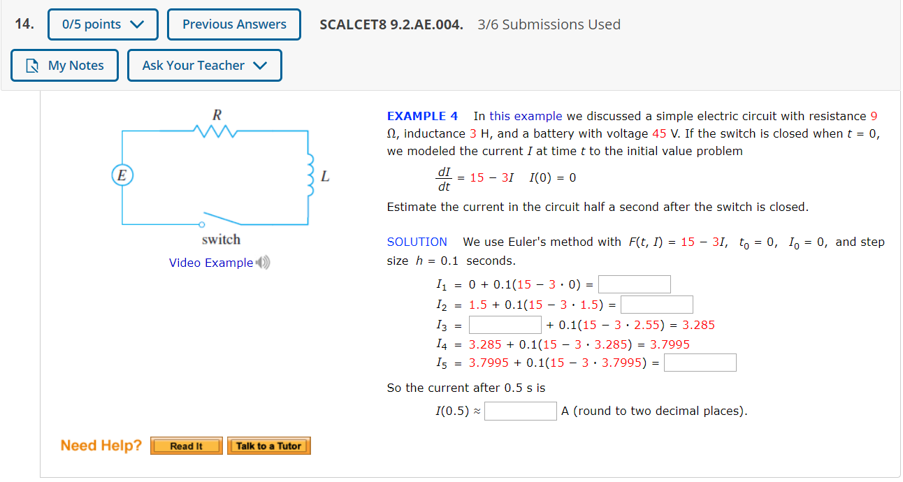 Solved 0/5 points v Previous Answers SCALCET8 9.2.AE.004. | Chegg.com