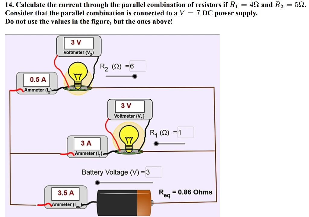 Solved = 52. 14. Calculate the current through the parallel | Chegg.com