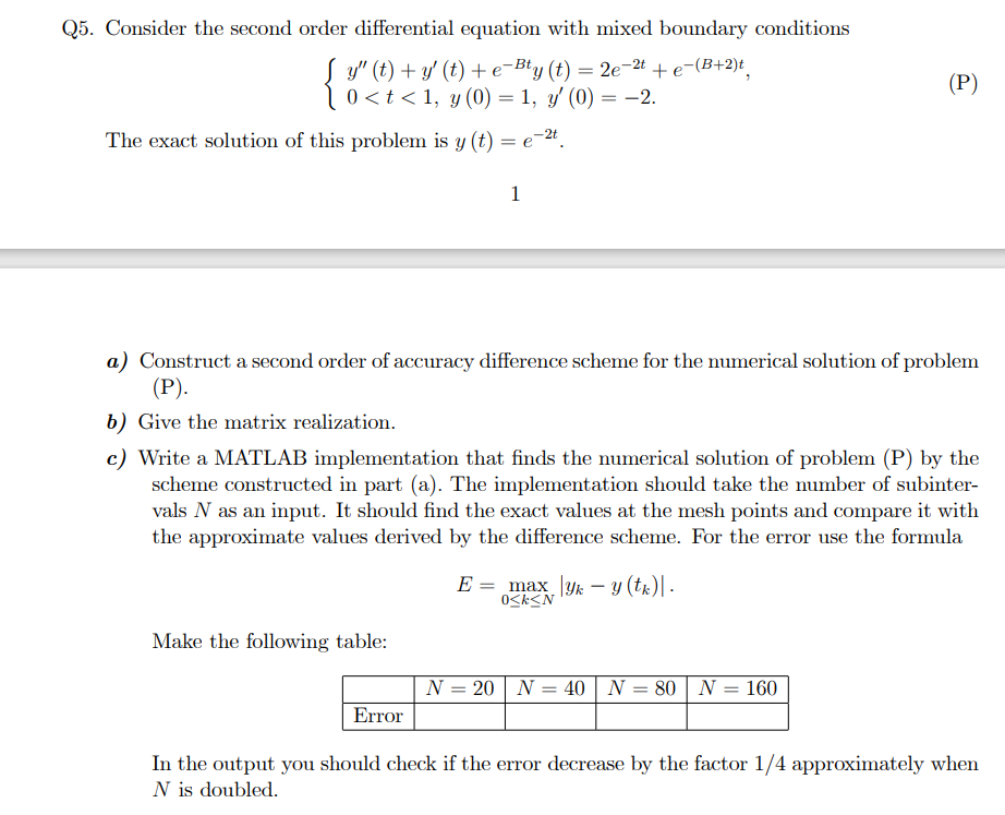 Solved Q5. Consider the second order differential equation | Chegg.com