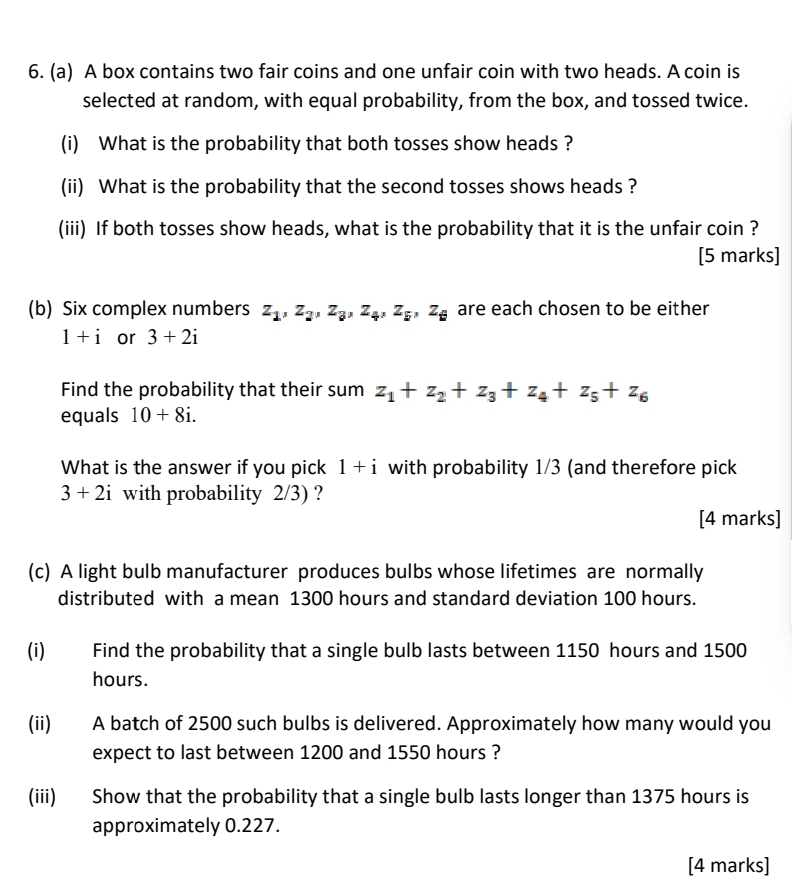 Solved 6. (a) A box contains two fair coins and one unfair | Chegg.com