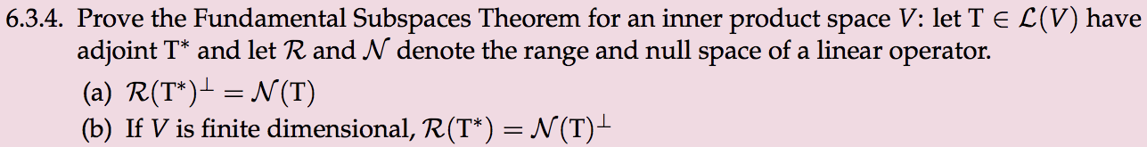 Solved 6.3.4. Prove the Fundamental Subspaces Theorem for an | Chegg.com