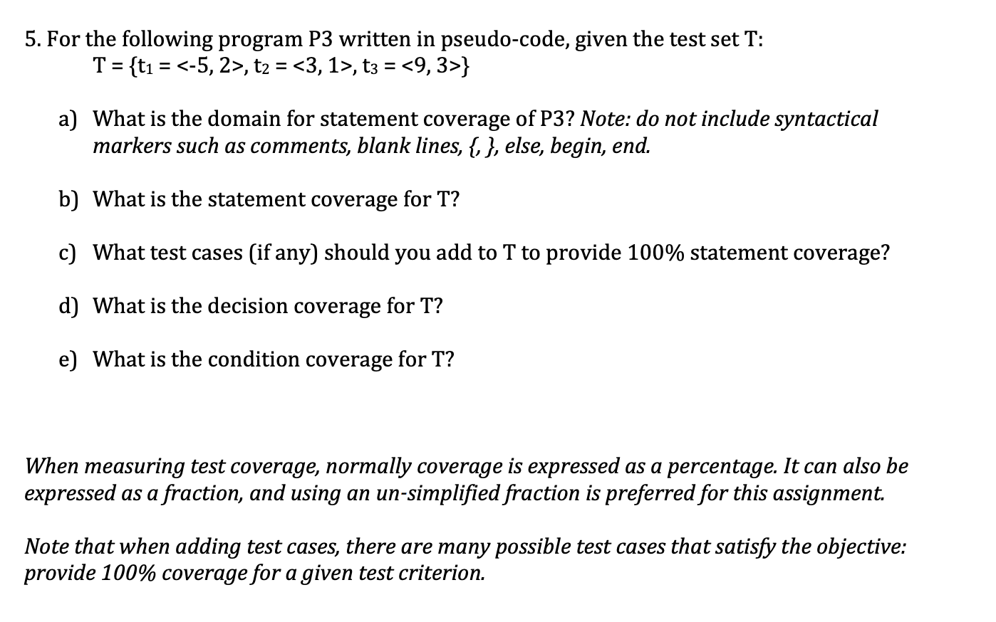 Solved 5. For the following program P3 written in | Chegg.com