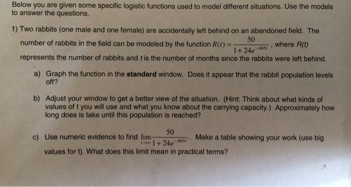 Solved Logistic Function: The logistic function is often | Chegg.com