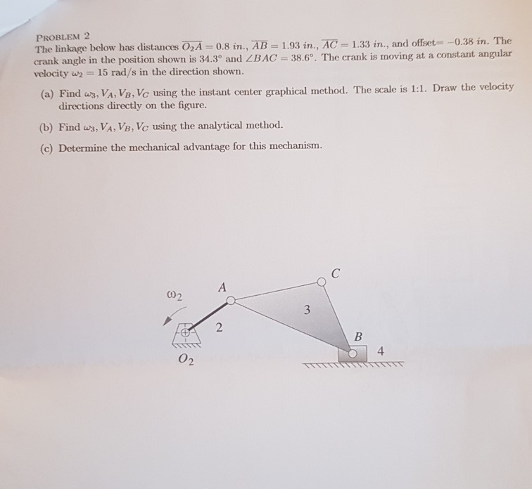 PROBLEM 1 The linkage shown below has the slider path | Chegg.com