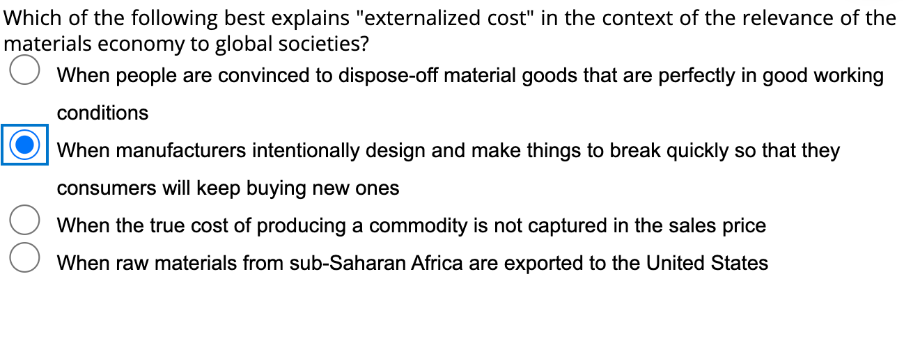Solved Vhich of the following best explains "externalized | Chegg.com