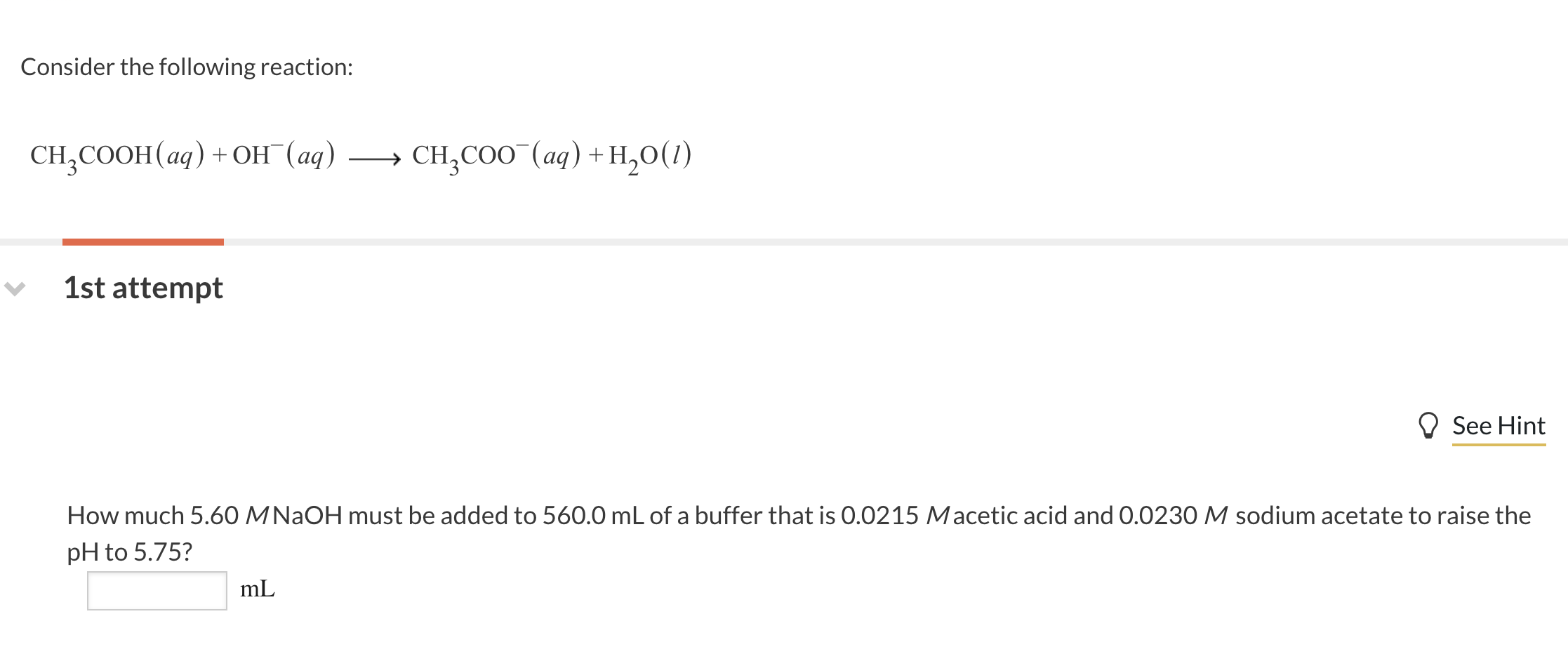 Solved Consider the following reaction: CH3COOH(aq) +OH(aq) | Chegg.com