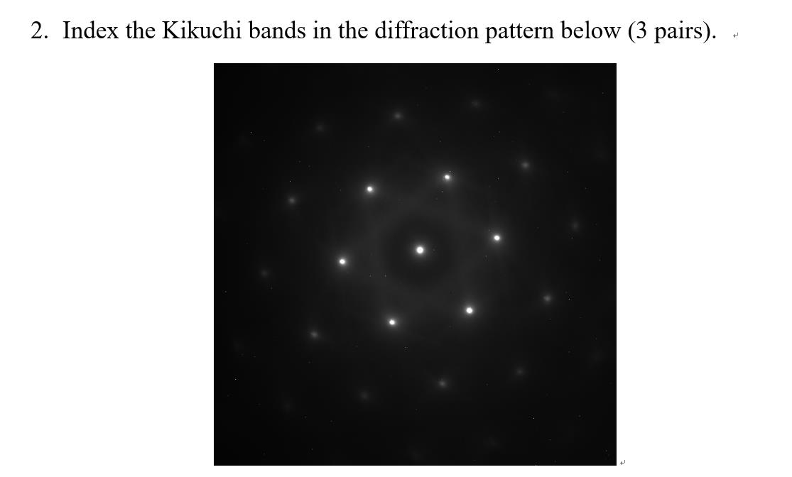 Electron Diffraction and Kikuchi Bands 1. Index the | Chegg.com