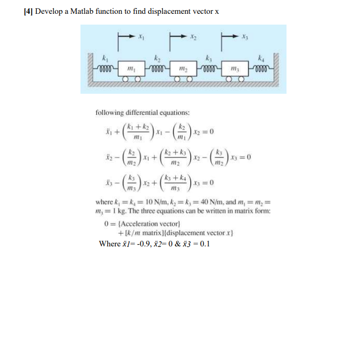 Solved [4] Develop a Matlab function to find displacement | Chegg.com
