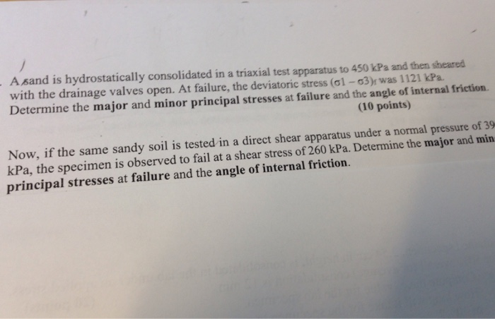 Solved Asand is hydrostatically consolidated in a triaxial | Chegg.com