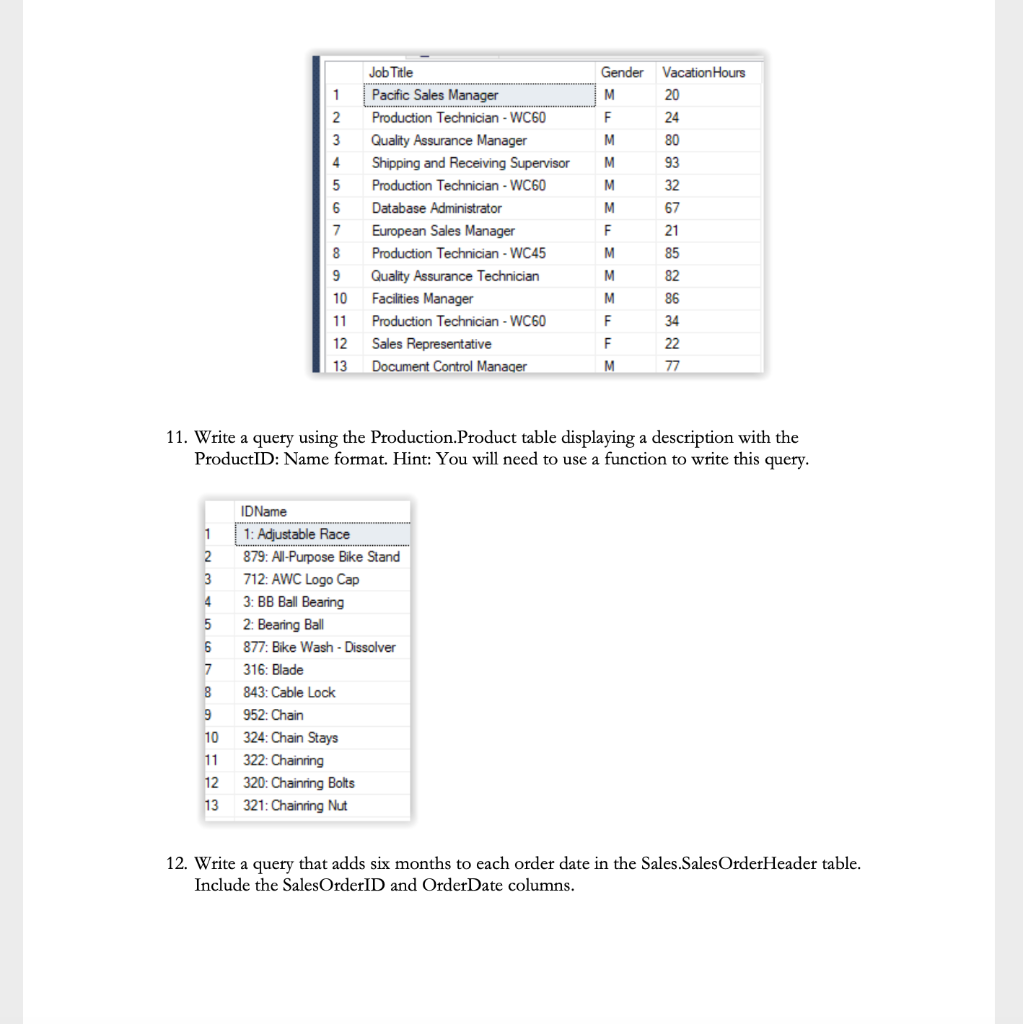 Solved Instructions: Using the AdventureWorks database in | Chegg.com