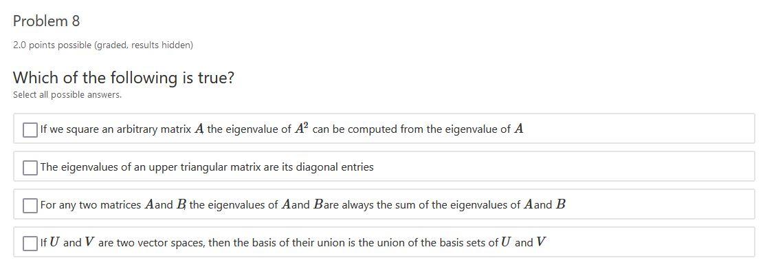 Solved Problem 8 2.0 points possible (graded, results | Chegg.com