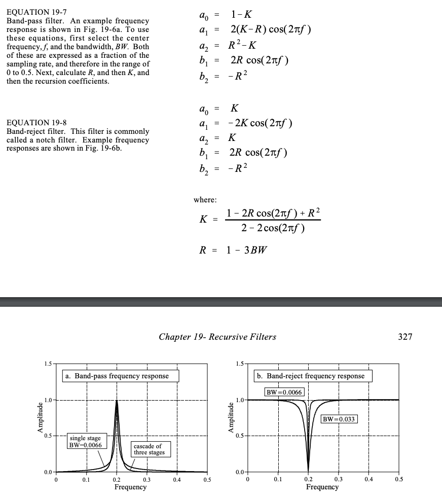 EQUATION 19-7 Band-pass filter. An example frequency | Chegg.com