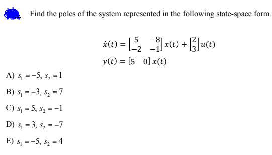 Solved Find the poles of the system represented in the | Chegg.com