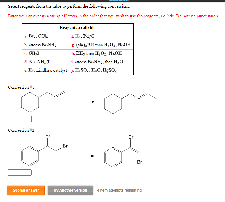 Solved Select reagents from the table to perform the | Chegg.com
