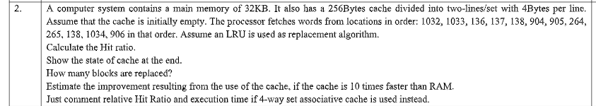 Solved 2. A computer system contains a main memory of 32KB. | Chegg.com