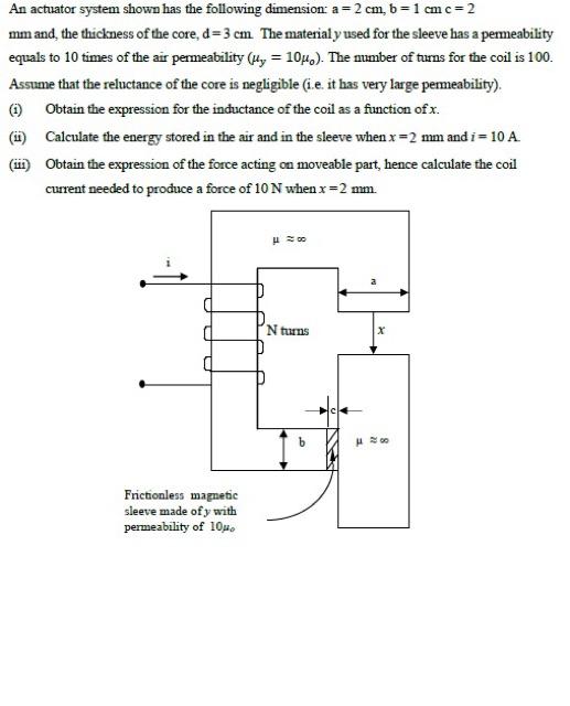 Solved An actuator system shown has the following dimension: | Chegg.com