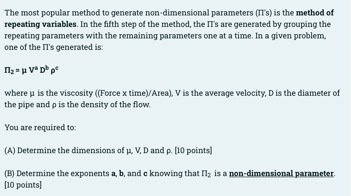 Solved The most popular method to generate non-dimensional | Chegg.com