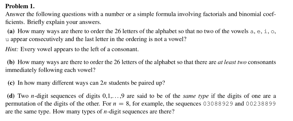 Solved Problem 1 Answer the following questions with a | Chegg.com