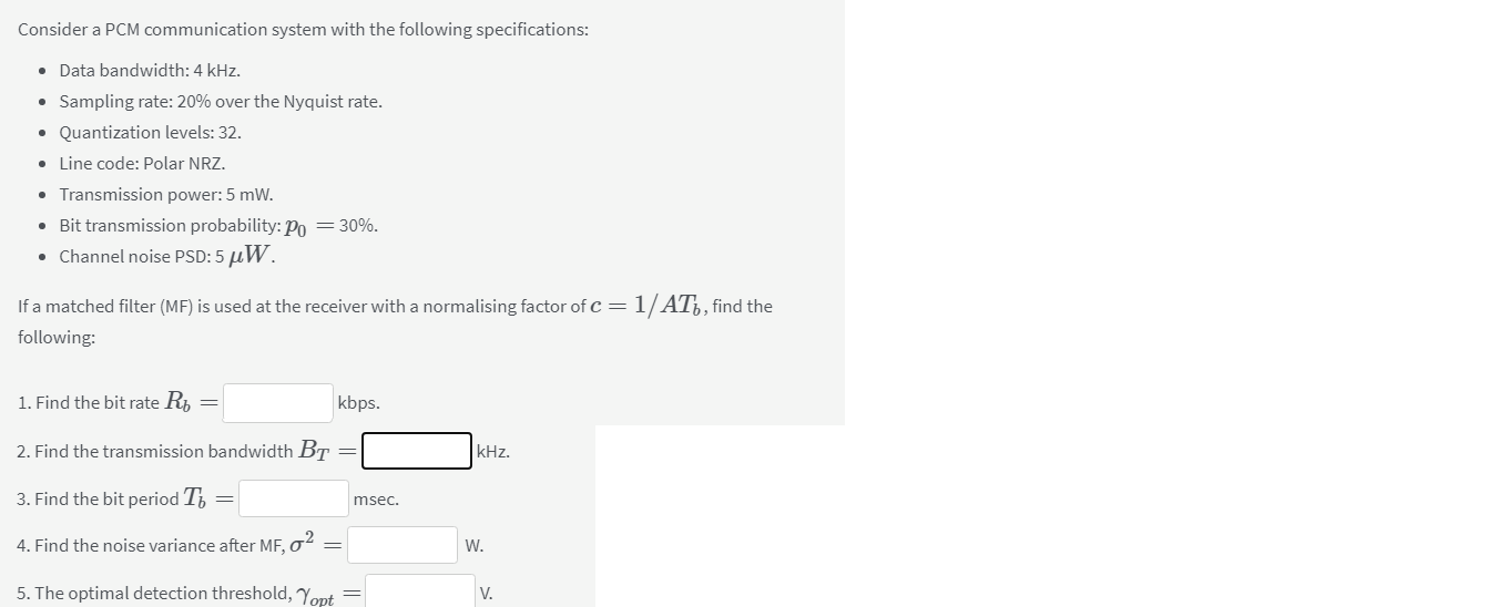Consider a PCM communication system with the | Chegg.com