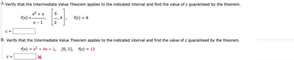 Solved A. Verify that the Intermediate Value Theorem applies | Chegg.com