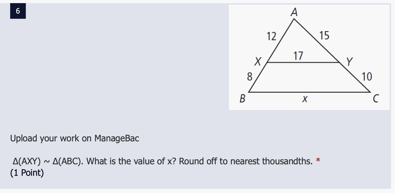 Solved 6 A 12 15 17 X Y 8 10 B Х С Upload your work on | Chegg.com