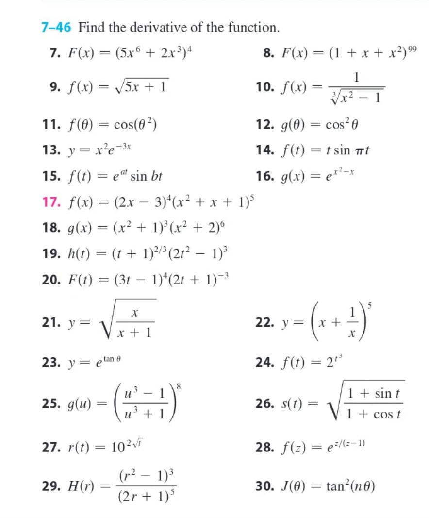 Solved 7-46 Find the derivative of the function. 7. | Chegg.com