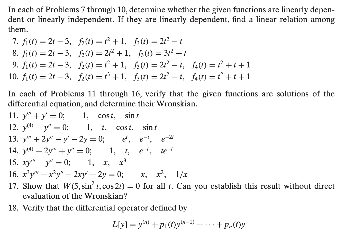 Solved In each of Problems 7 through 10 , determine whether | Chegg.com