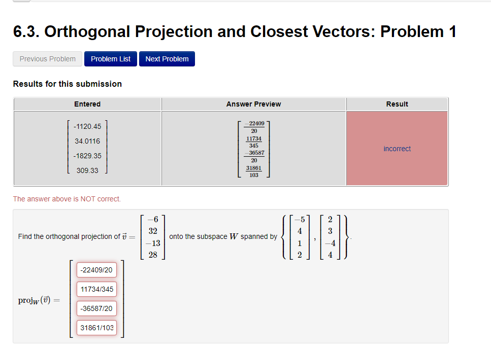 Solved 6.3. Orthogonal Projection and Closest Vectors: | Chegg.com