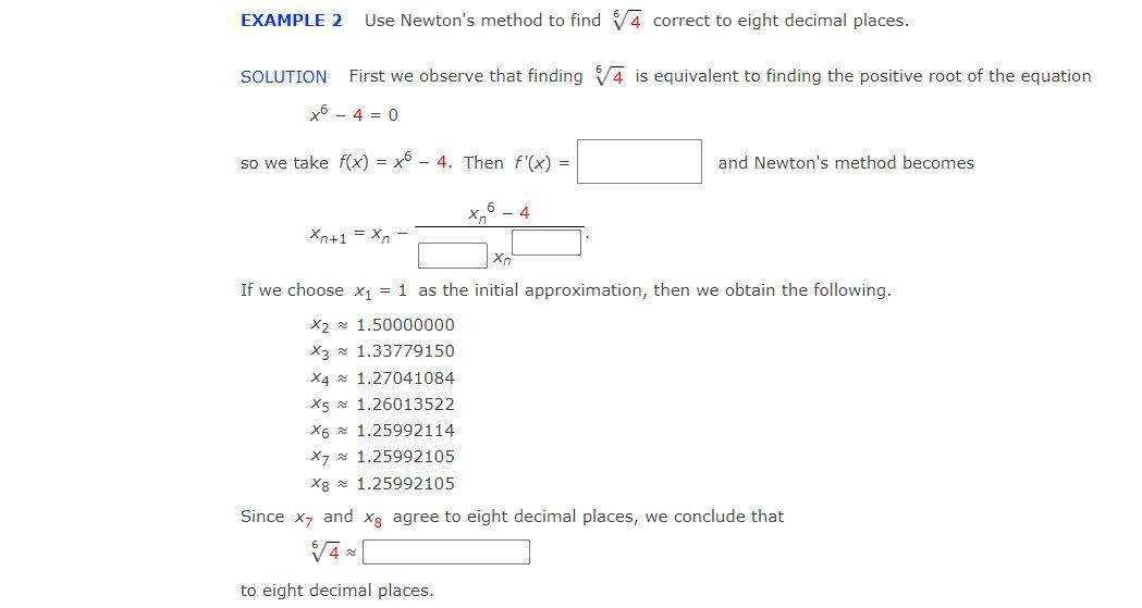 Solved EXAMPLE 2 Use Newton's method to find 64 correct to | Chegg.com