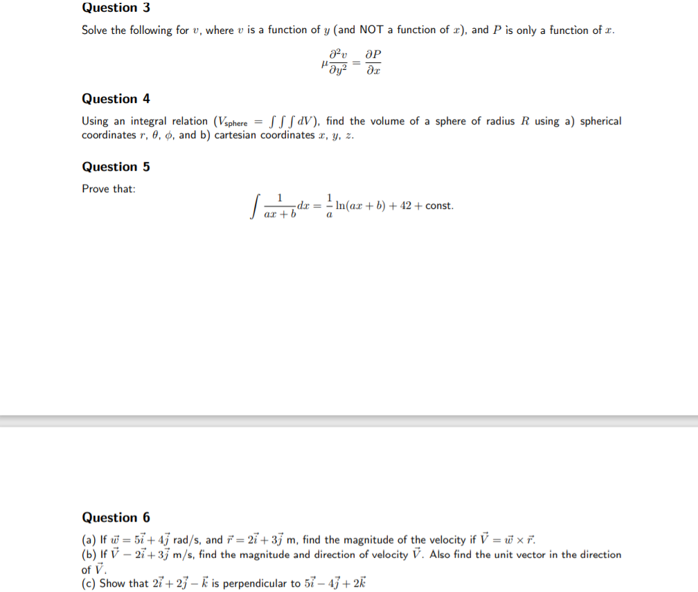 Solved Question 3 Solve the following for v, where v is a | Chegg.com