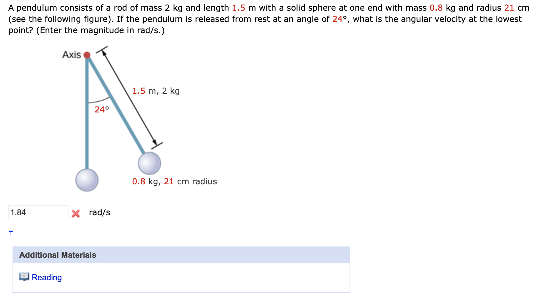 Solved A pendulum consists of a rod of mass 2 kg and length | Chegg.com