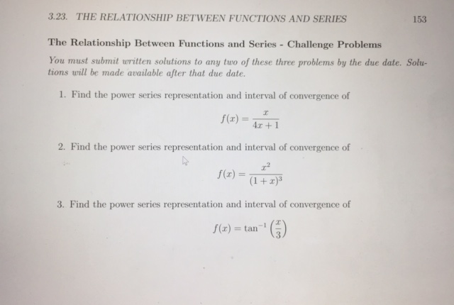 Solved 3.23. THE RELATIONSHIP BETWEEN FUNCTIONS AND SERIES | Chegg.com